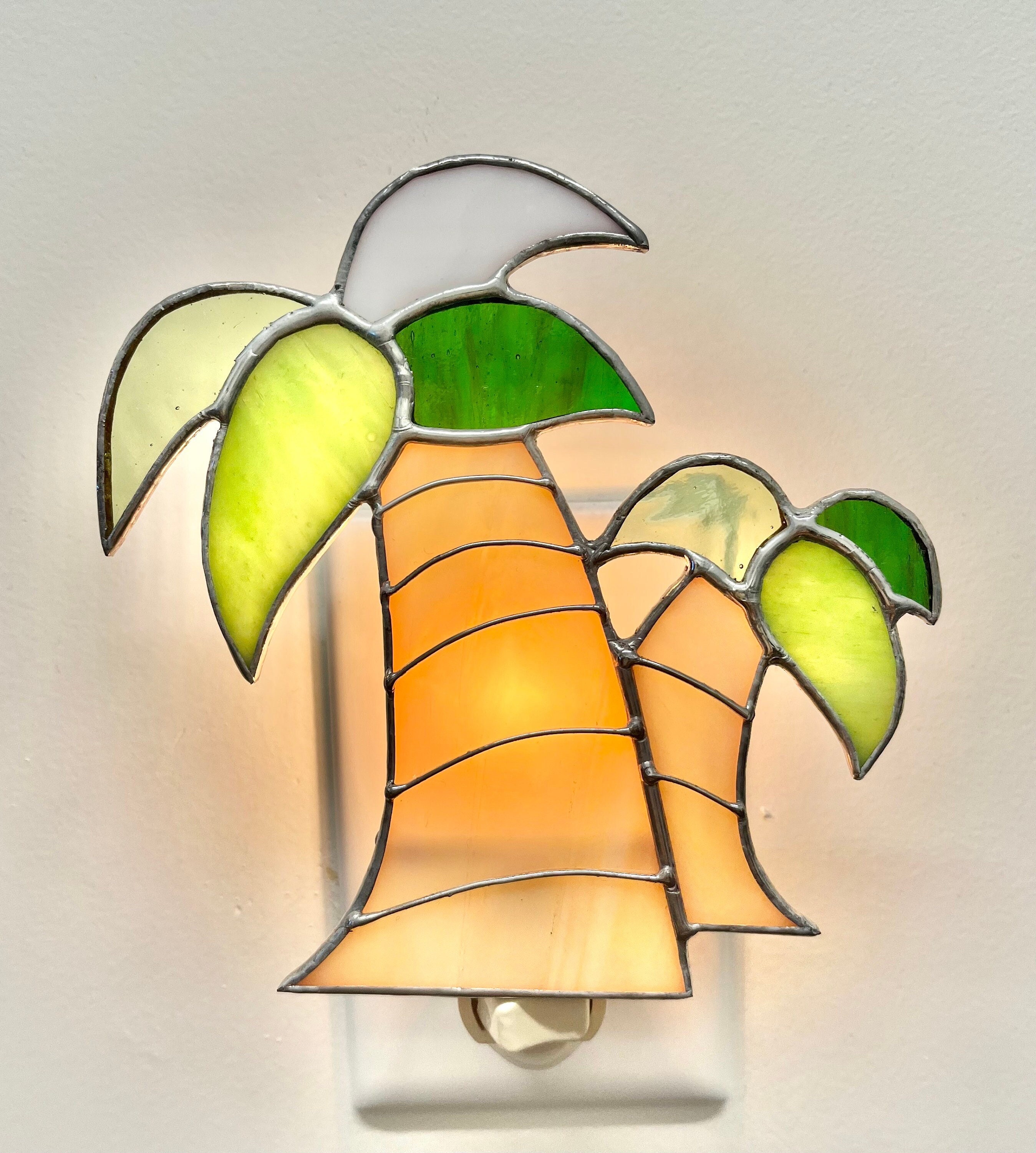 California Palm Tree Stained Glass Nightlight/ Premium Handmade Palm ...