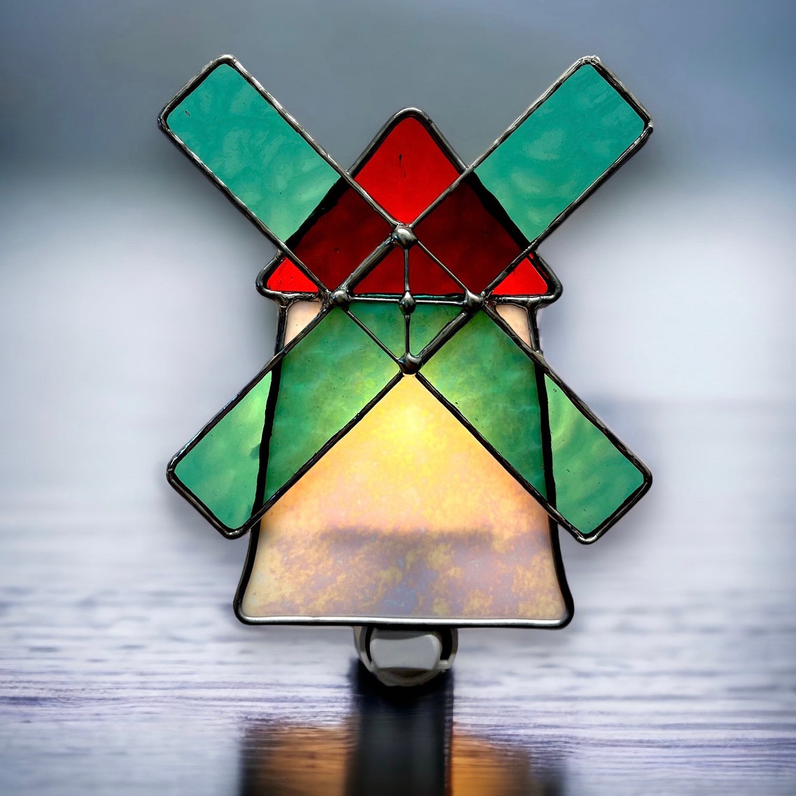 Windmill Stained Glass Nightlight/ Premium Handmade Windmill Night ...