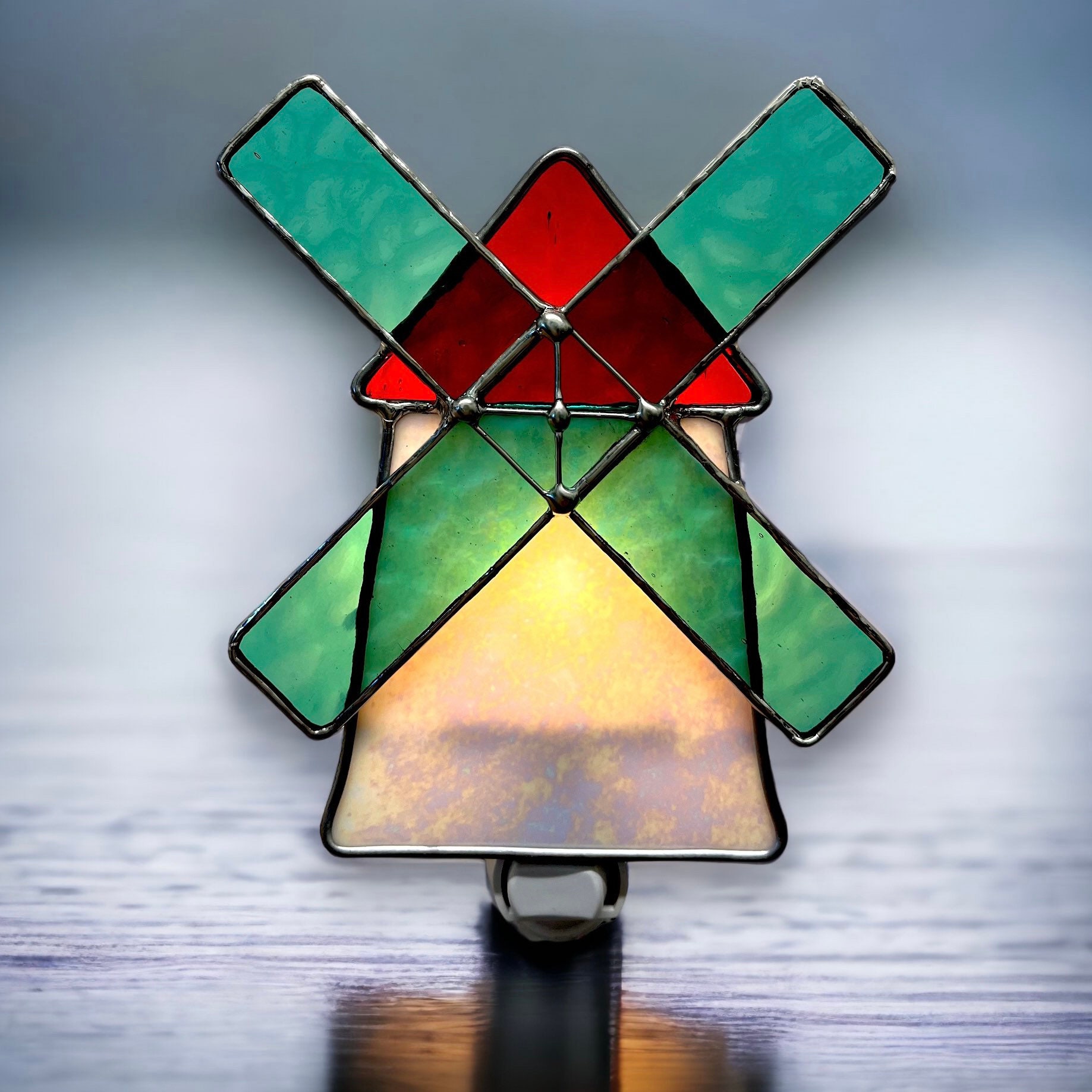 Windmill Stained Glass Nightlight/ Premium Handmade Windmill Night ...