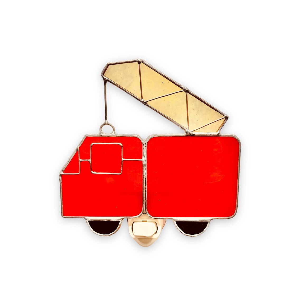Red Fire Truck Stained Glass Nightlight/ Premium Handmade Fire Truck ...