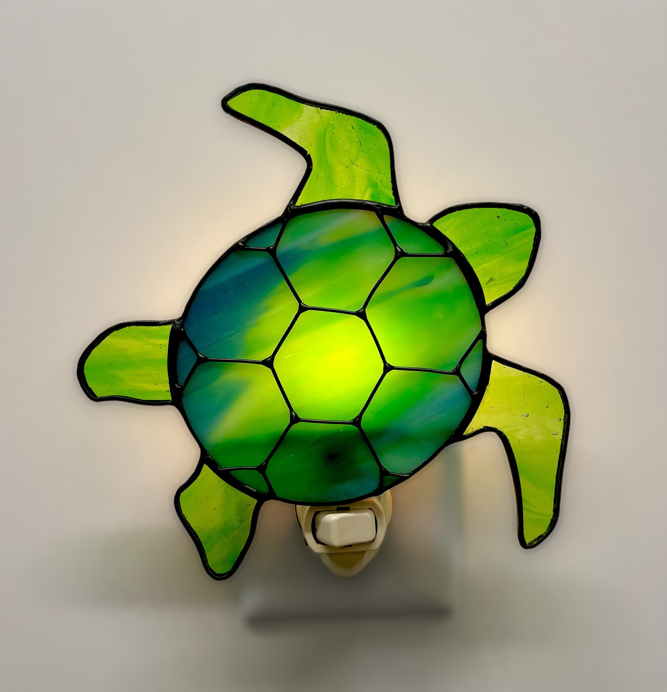 Set of 2 - 5.5" Sea Blue &green Turtle Stained Glass Nightlight/ Sea ...