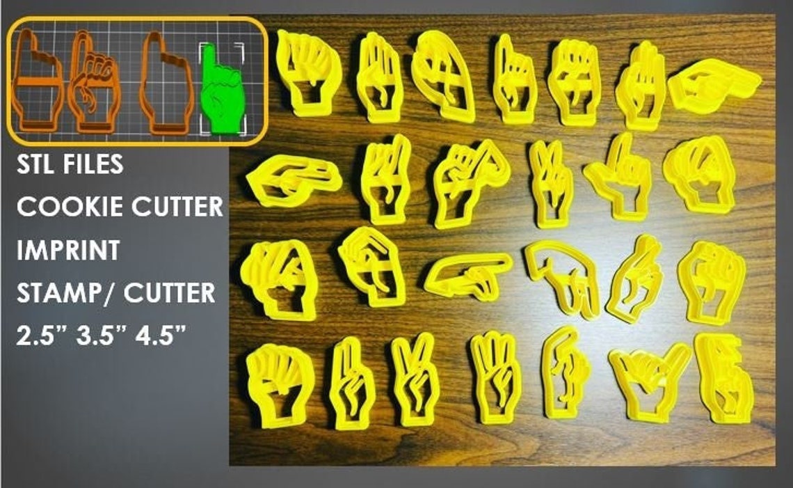 ASL Sign Language Alphabet (DIGITAL Files Only) Cookie Cutter STL - Etsy
