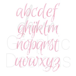 Pink Watercolor Letters and Numbers, Script Watercolor Lettering ...