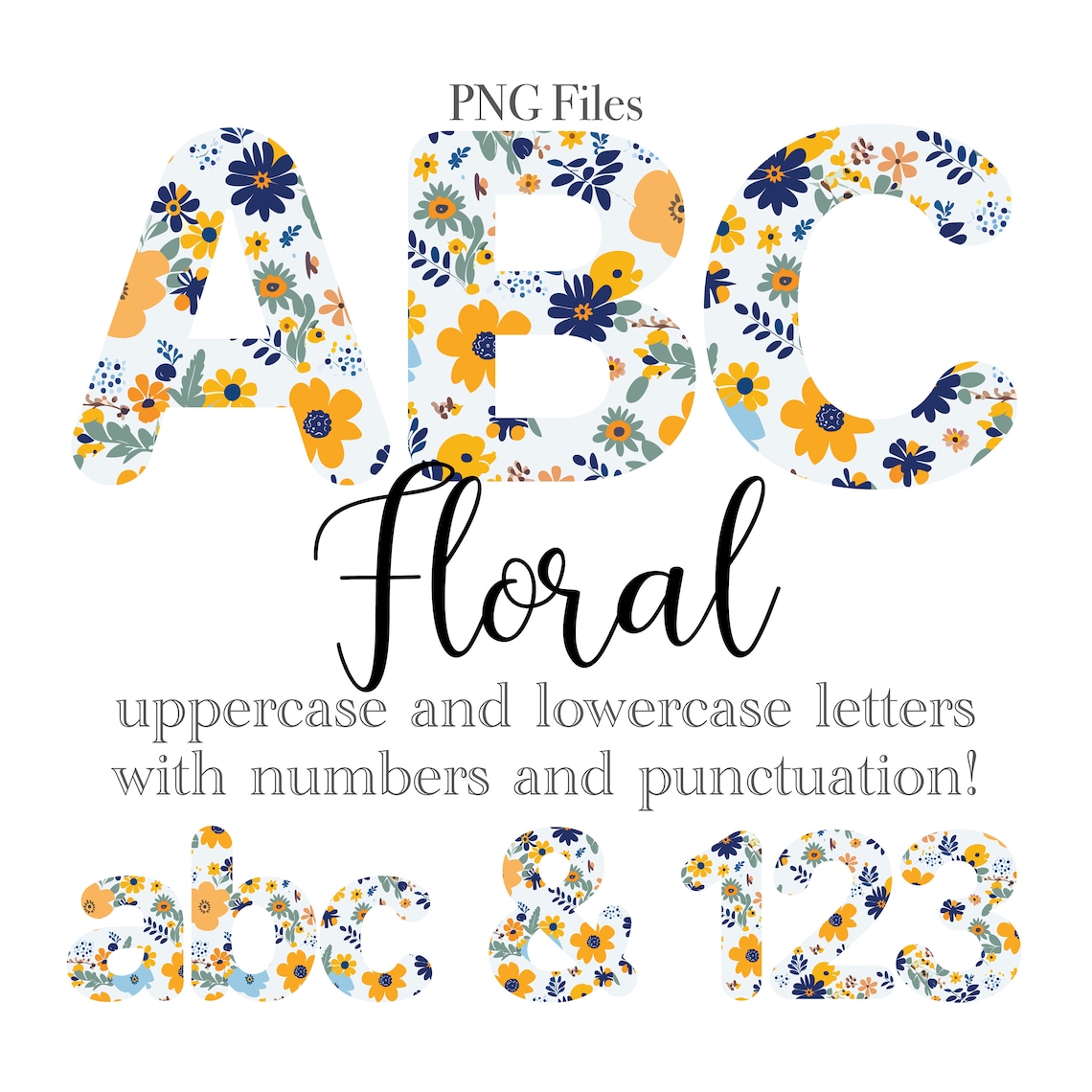 Floral Alphabet Bundle, Letters and Numbers, Floral Alpha Bundle ...