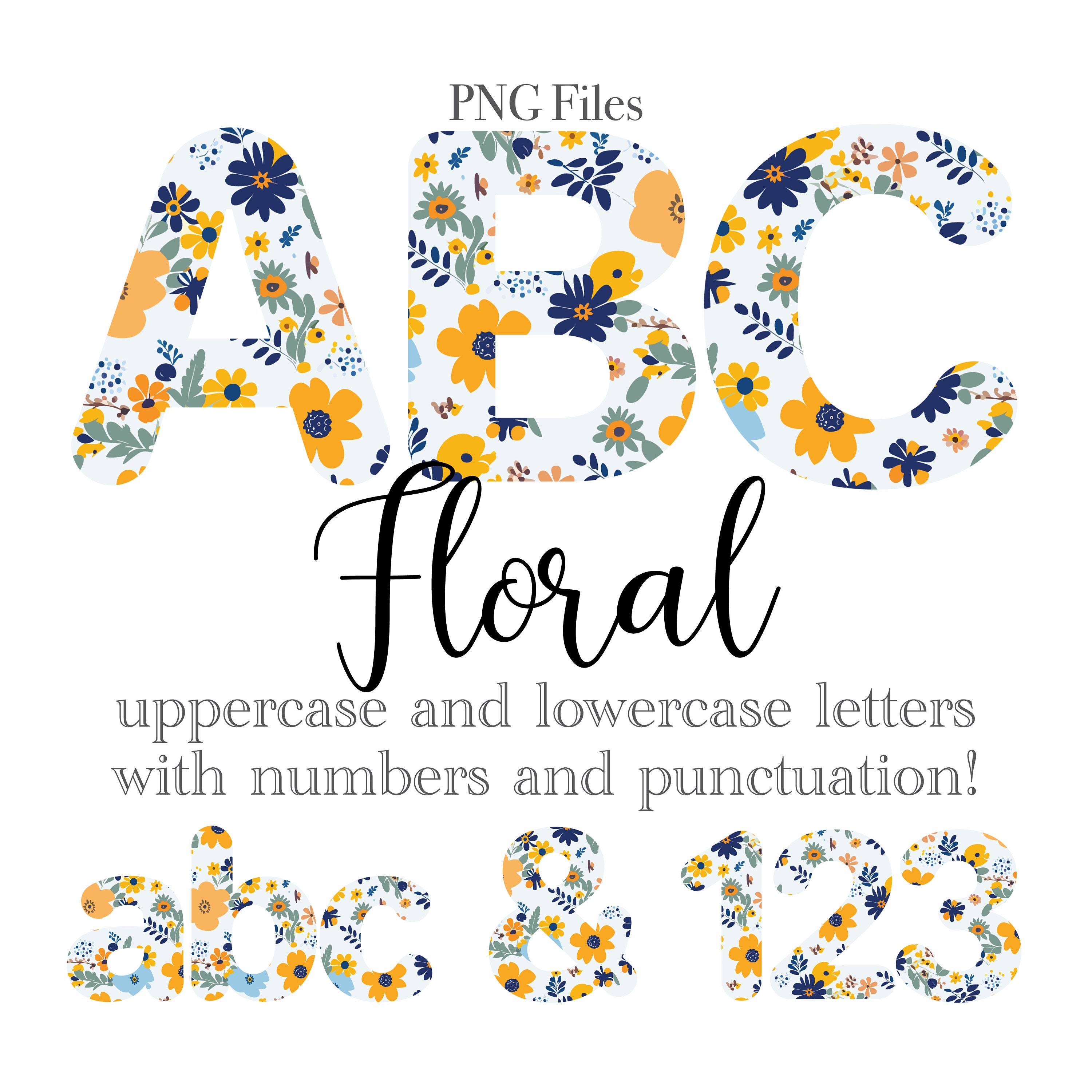 Floral Alphabet Bundle, Letters and Numbers, Floral Alpha Bundle ...