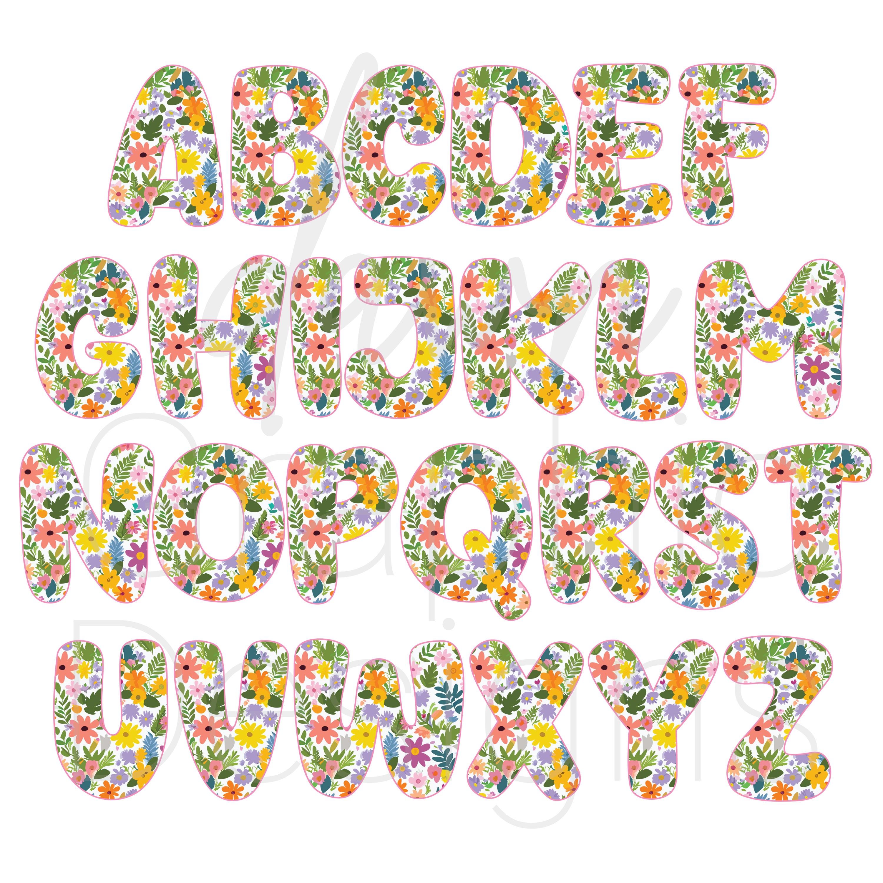 Floral Letters PNG, Floral Alphabet Letters and Numbers, Floral Alpha ...