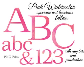 Pink Watercolor Alphabet Letters and Numbers Wedding - Etsy