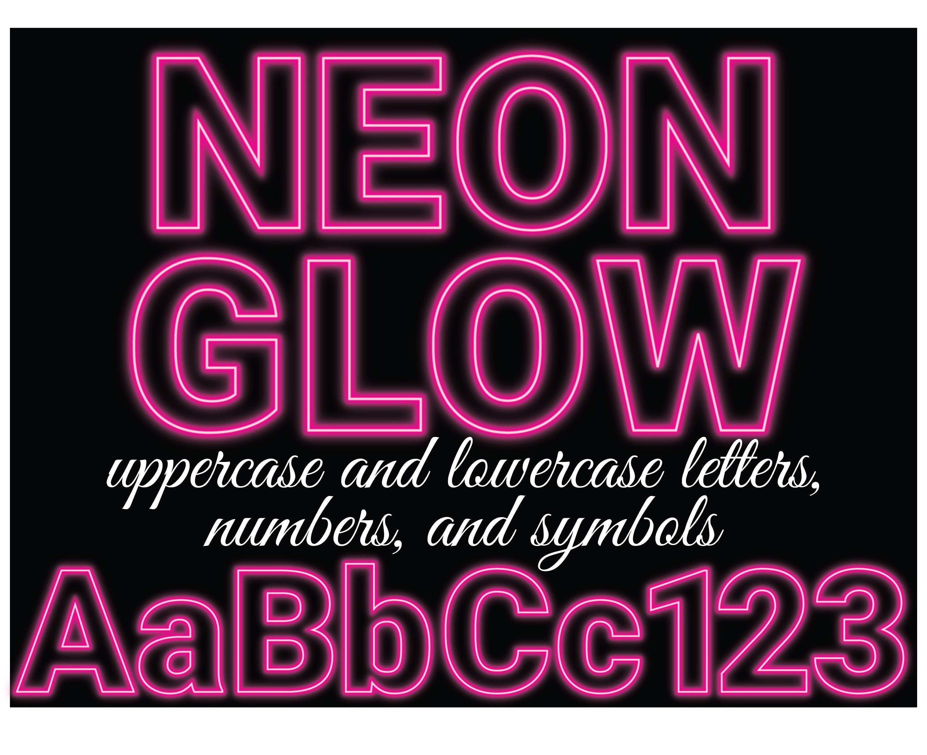 Pink Neon Lights Lettering, Pink Glowing Lights Alphabet Letters, PNG ...