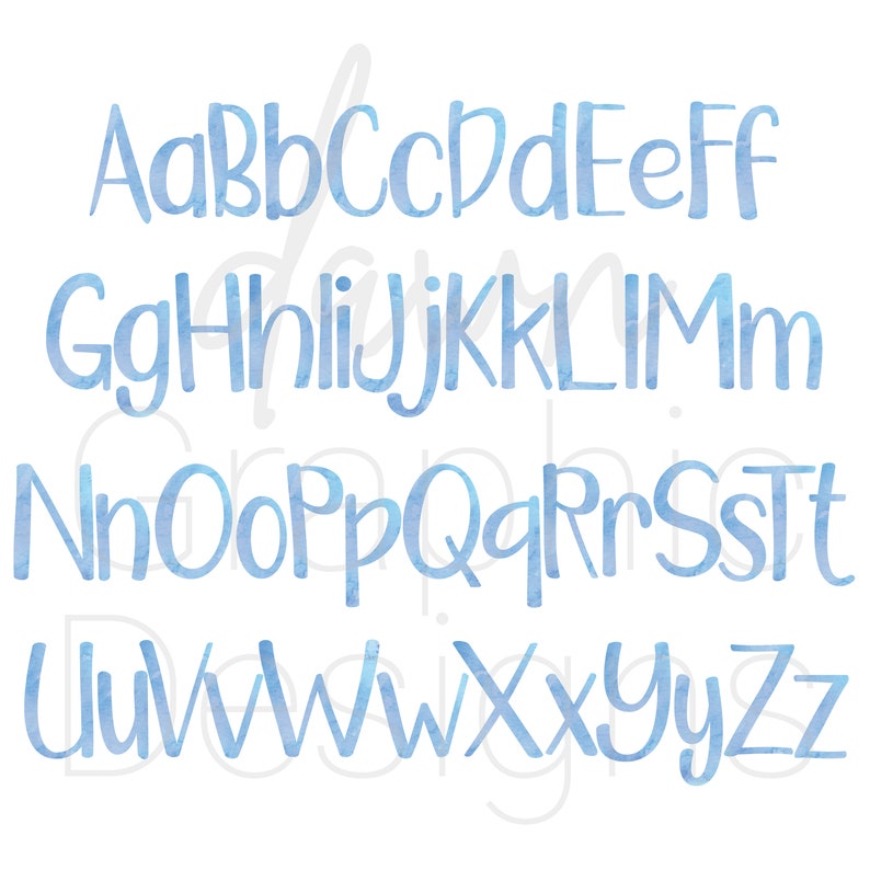 Blue Watercolor Alphabet Letters and Numbers, Baby Shower Lettering ...