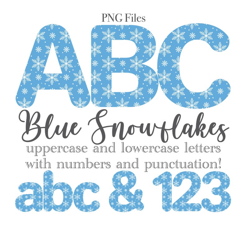 Winter Letters, Snowflake Letters Png, Blue Snowflake Holiday Lettering ...