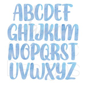 Blue Watercolor Alphabet Letters and Numbers, Baby Shower Lettering ...