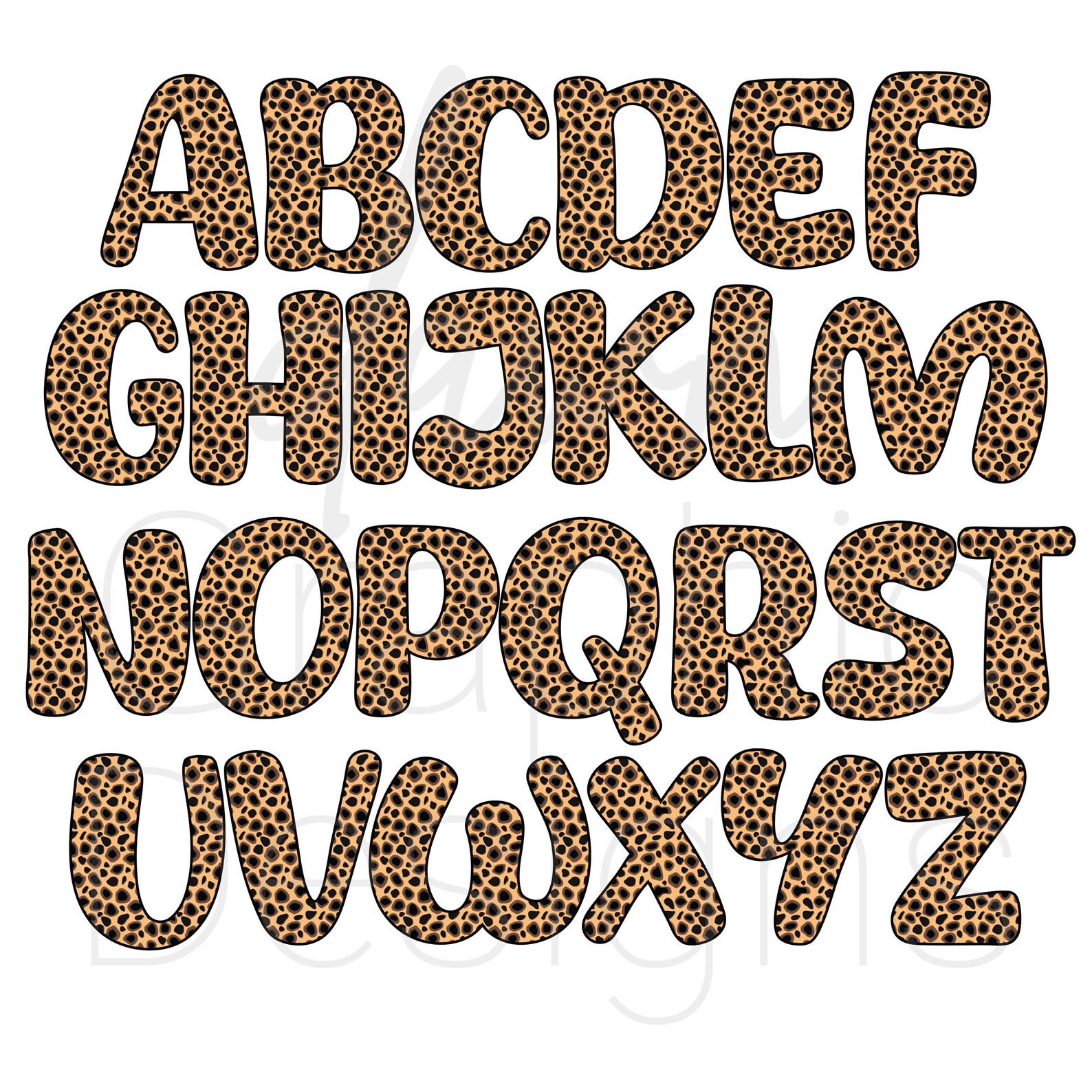 Cheetah Print Letters, Animal Print Alphabet Lettering, PNG Letters ...