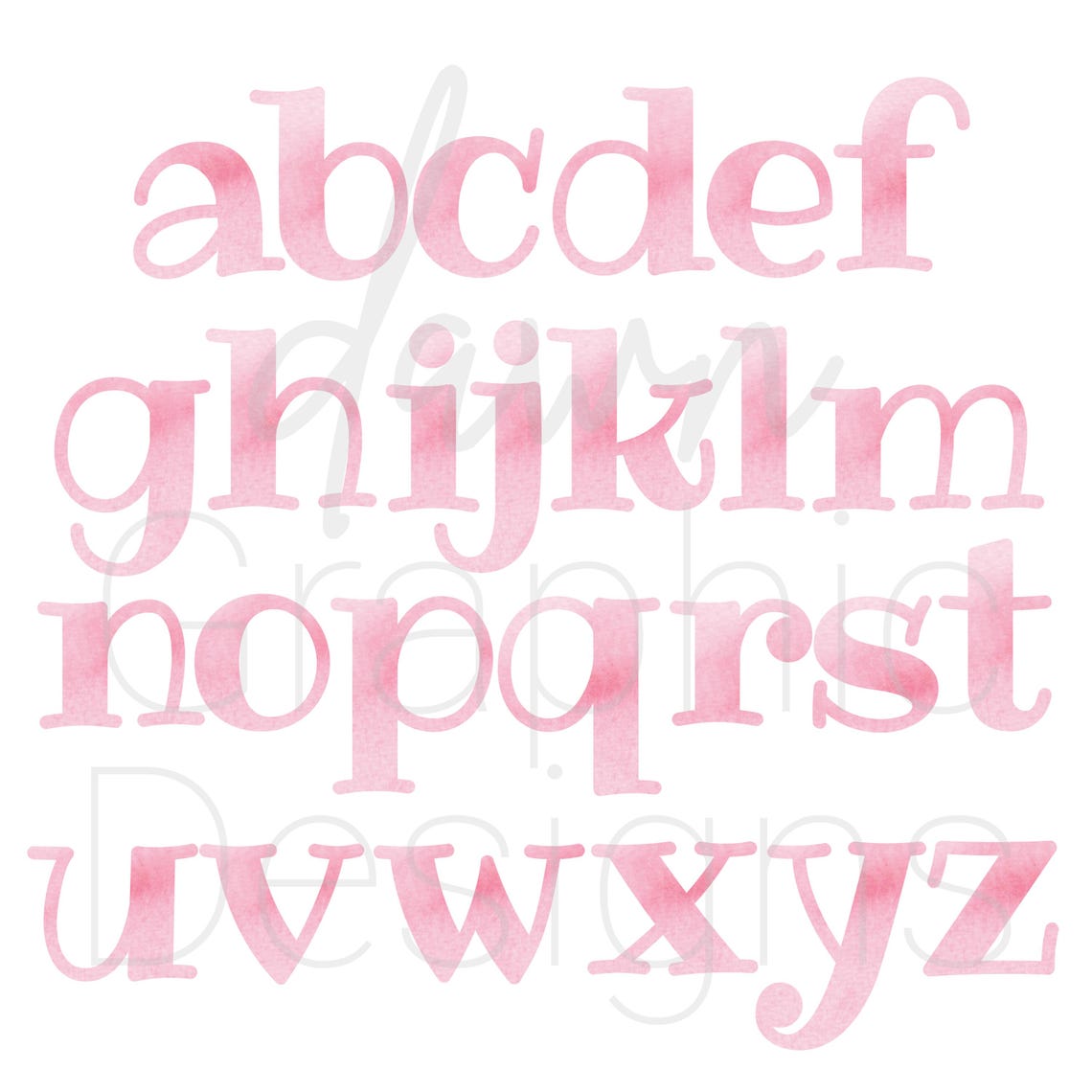 Pink Watercolor Alphabet Letters and Numbers, Wedding Lettering ...