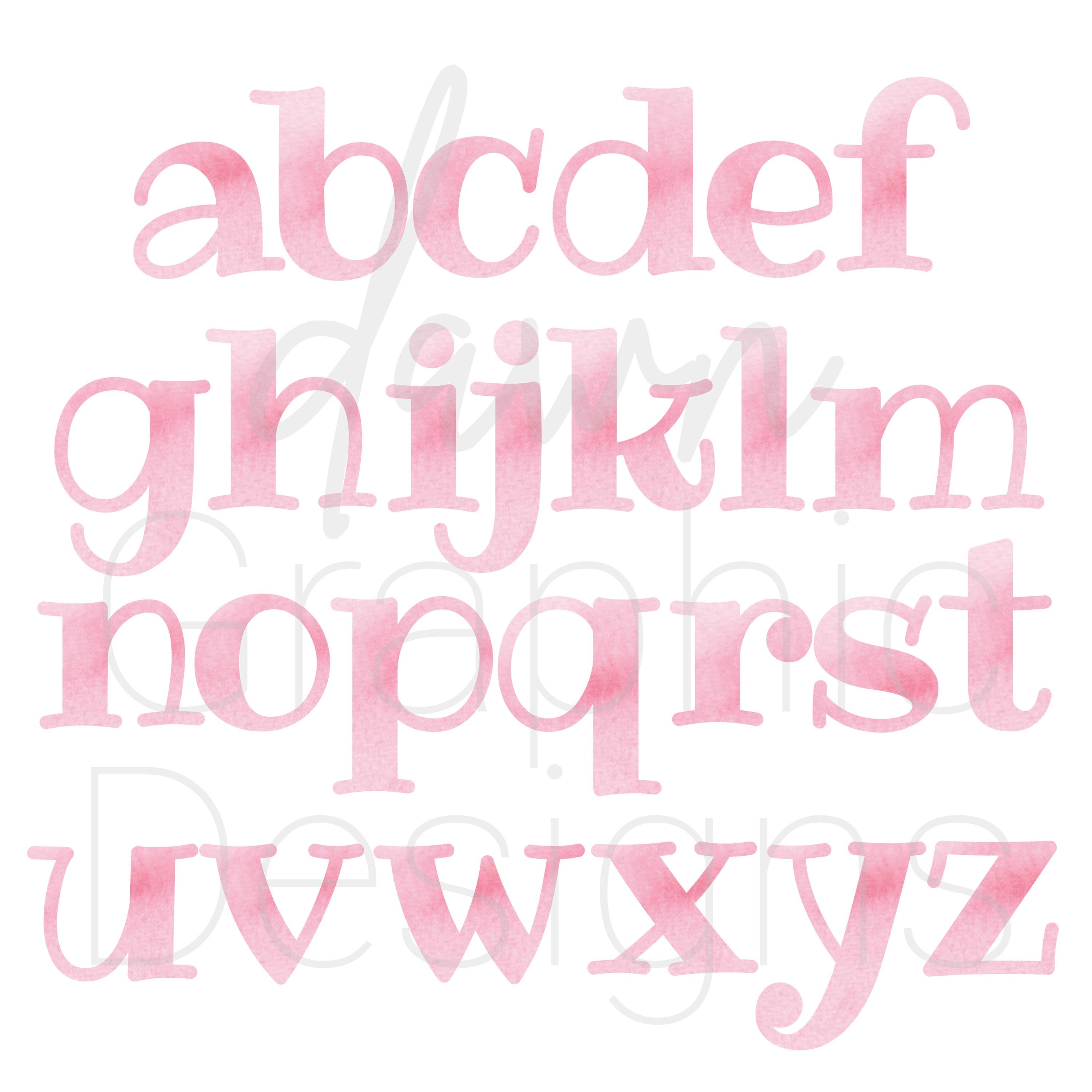 Pink Watercolor Alphabet Letters and Numbers, Wedding Lettering ...