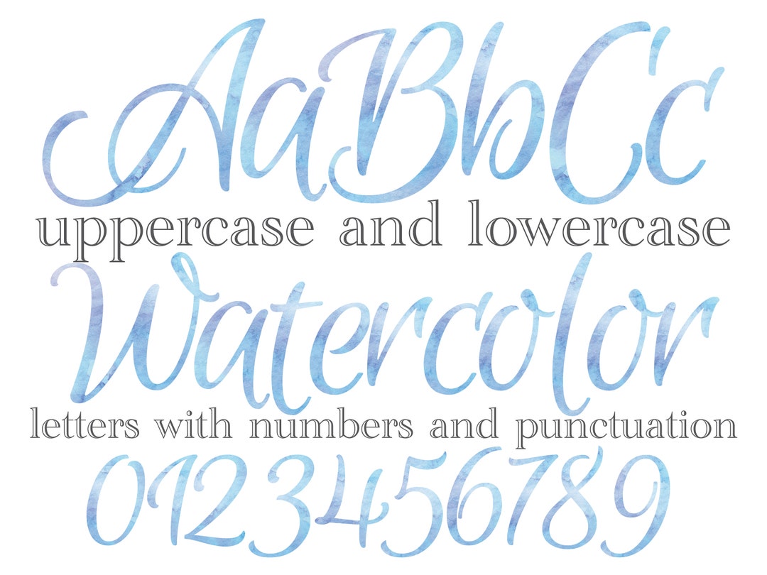 Blue Watercolor Letters Png, Script Watercolor Lettering, Sublimation ...