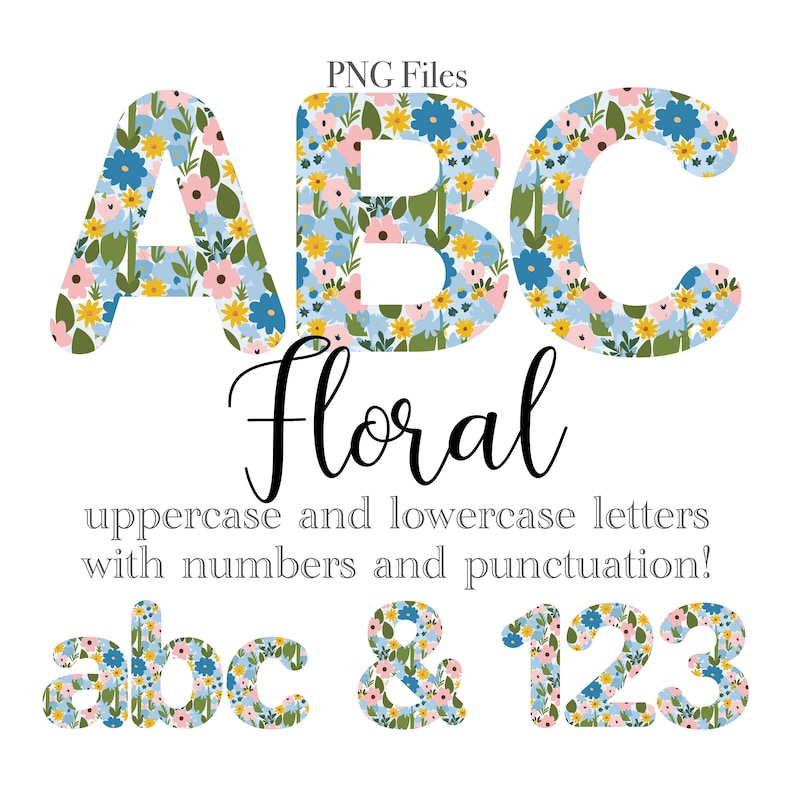 Floral Alphabet Bundle, Letters and Numbers, Floral Alpha Bundle ...