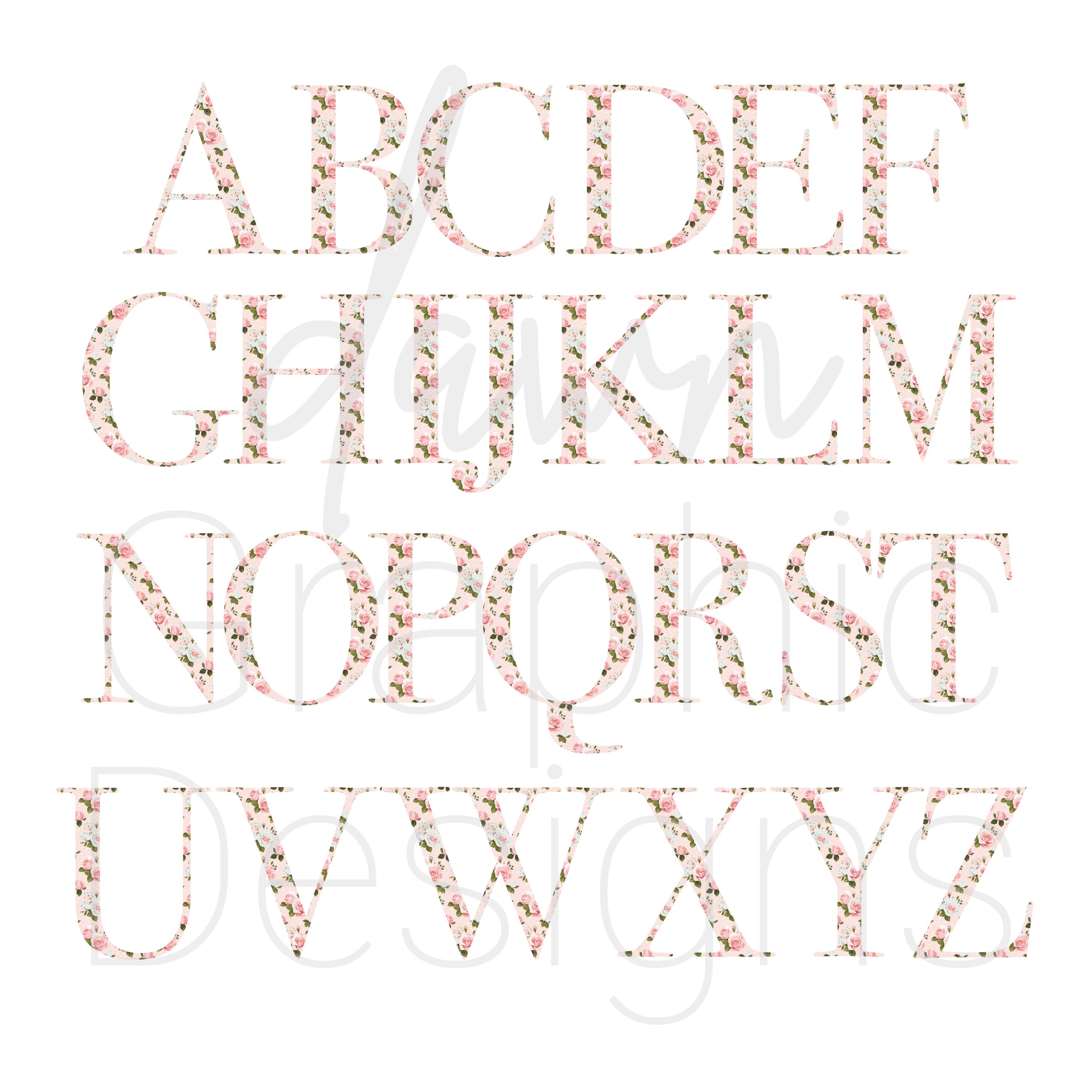 Floral Letters PNG, Roses Lettering, Floral Alphabet Letters and ...