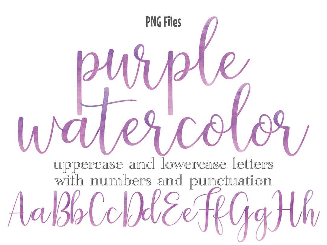 Purple Watercolor Letters PNG, Script Watercolor Lettering, Sublimation ...