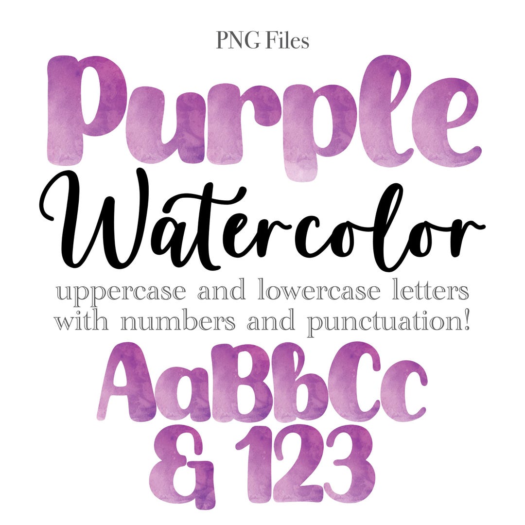 Letras PNG de acuarela morada, letras de niña, letras de acuarela ...