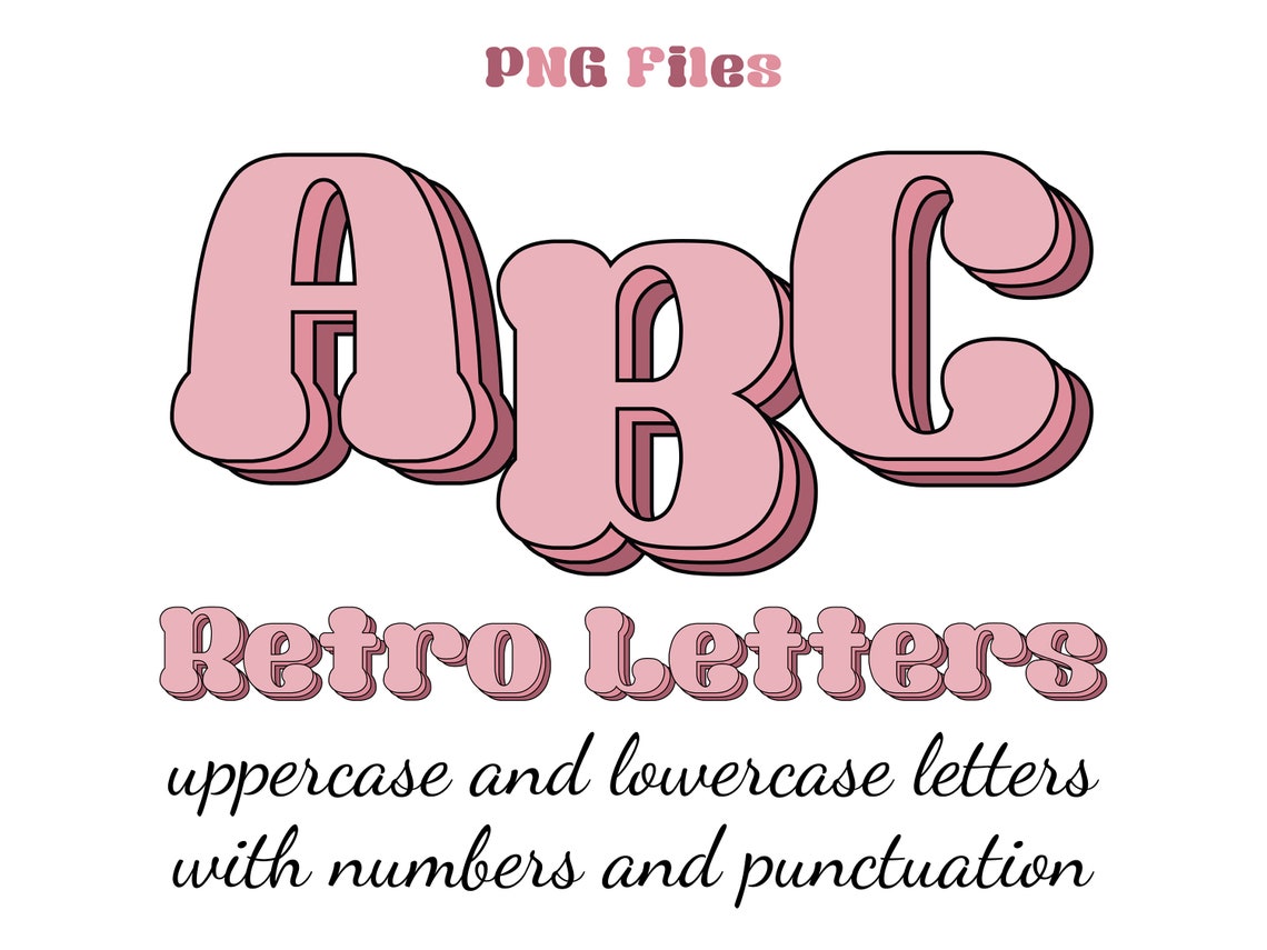 Retro Lettering, Pink Retro Alphabet Letters, Girly Retro Sublimation ...
