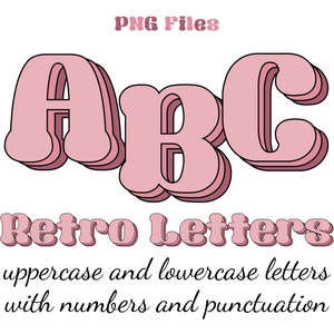Retro Lettering, Pink Retro Alphabet Letters, Girly Retro Sublimation ...