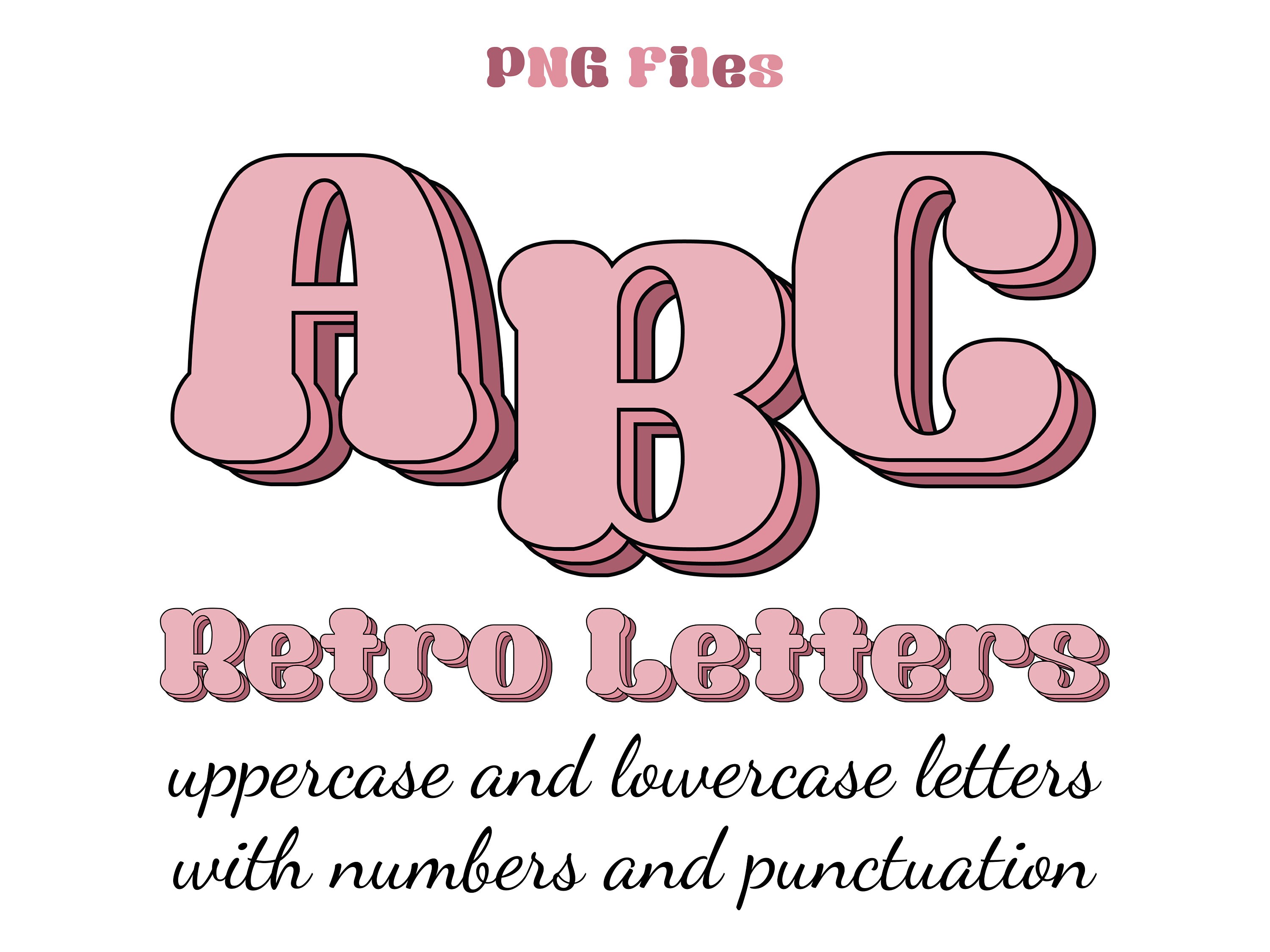 Retro Lettering, Pink Retro Alphabet Letters, Girly Retro Sublimation ...
