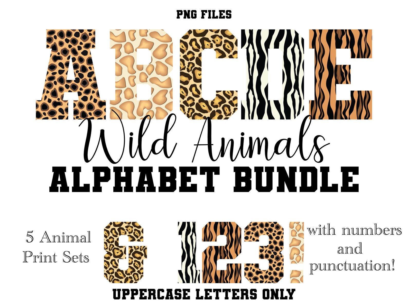 Animal Print Lettering Bundle, Varsity Letters Bundle, Cheetah Letters ...
