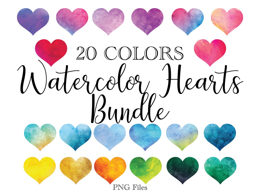 Watercolor Hearts Bundle, Wedding Clip Art, Watercolor Art, Watercolor ...