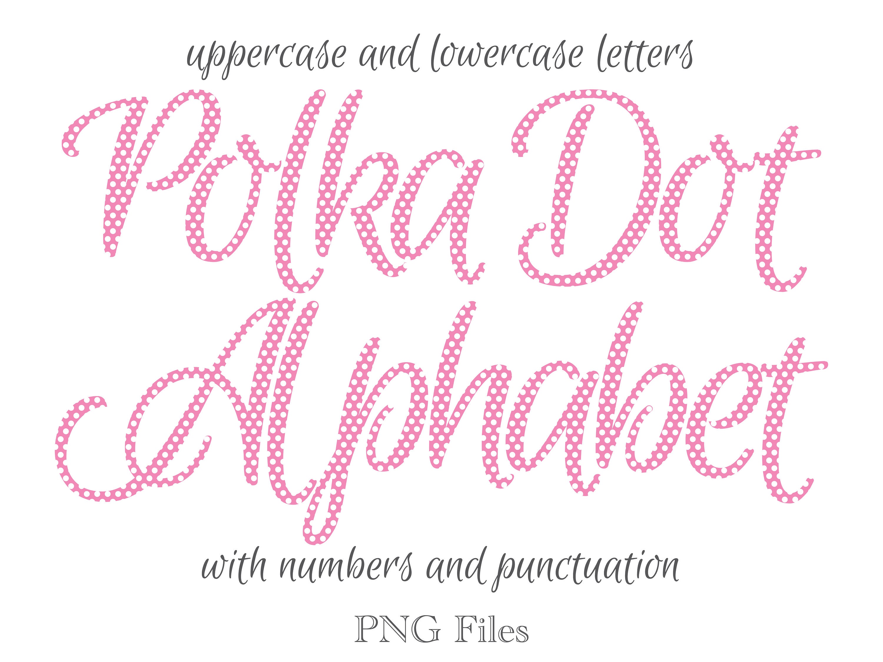 Pink Polka Dot Alphabet Letters, Pink Polka Dot Sublimation Lettering ...