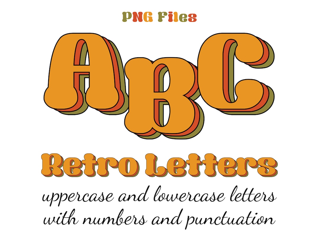 Retro Lettering, Groovy Retro Alphabet Letters, PNG Letters, Vintage ...