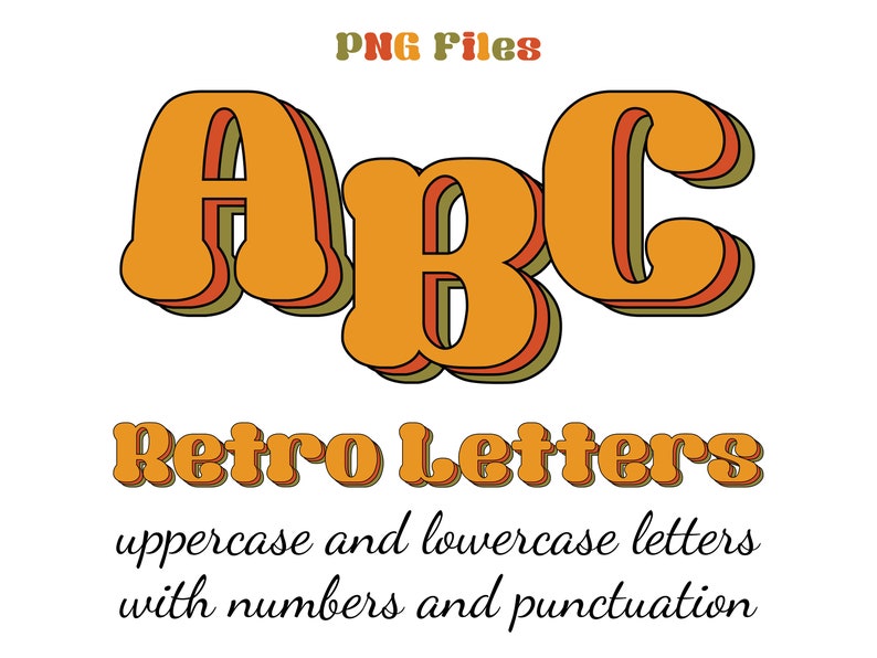 Retro Lettering Groovy Retro Alphabet Letters PNG Letters - Etsy