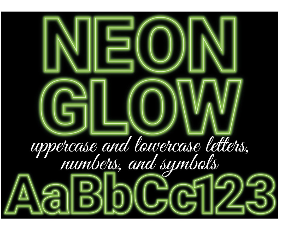 Green Neon Lights Lettering Green Glowing Lights Alphabet - Etsy