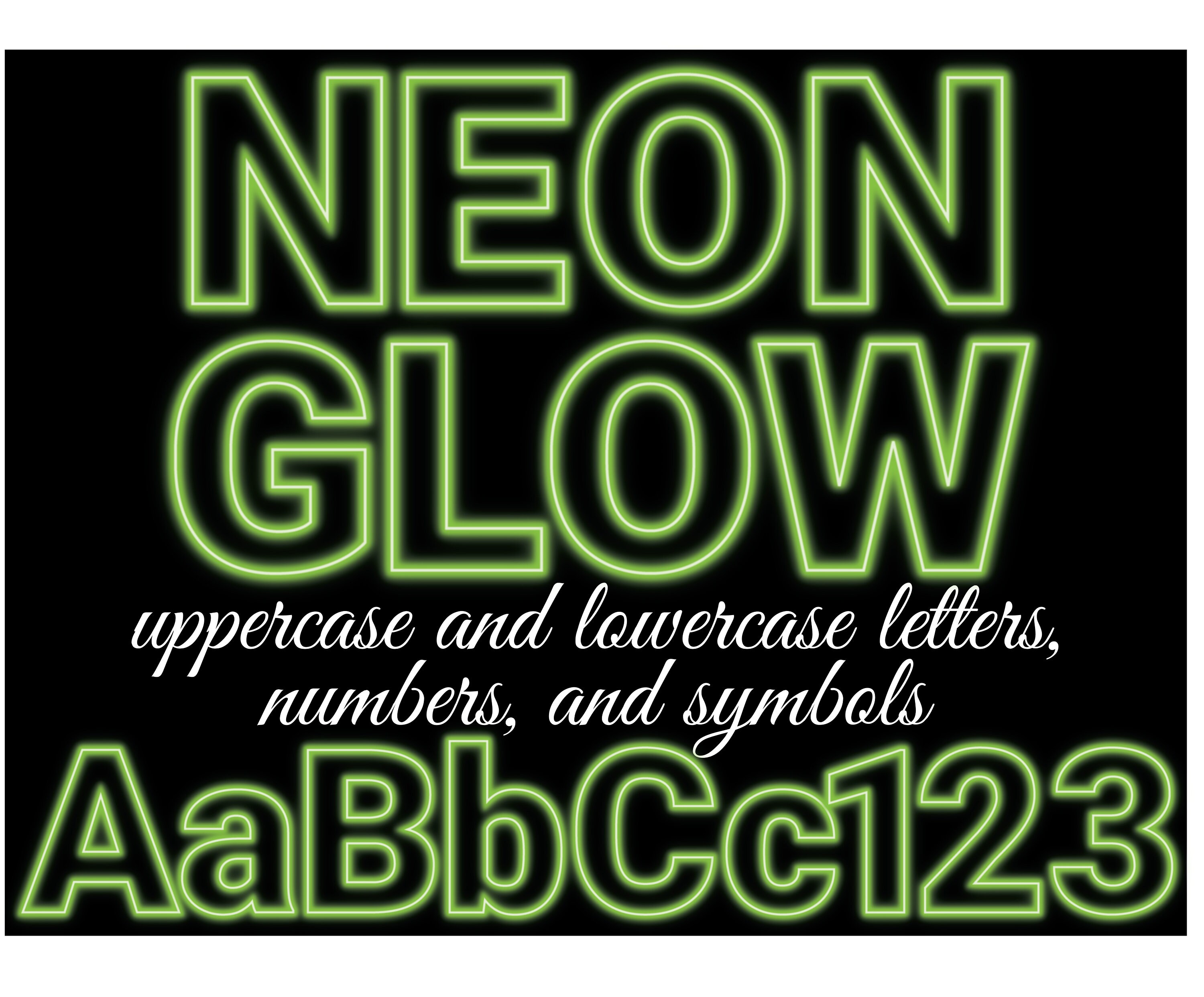 Green Neon Lights Lettering, Green Glowing Lights Alphabet Letters, PNG ...