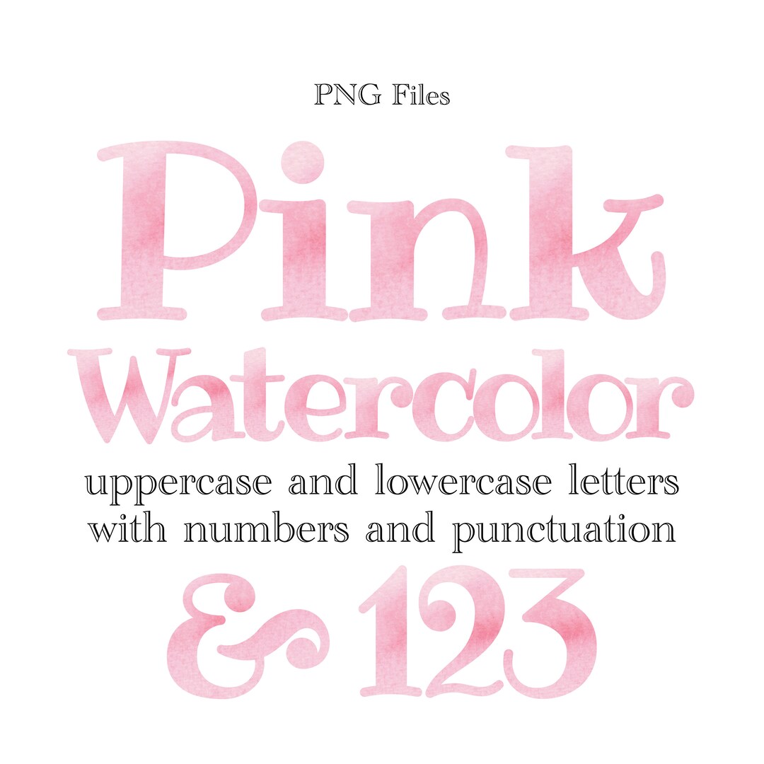 Pink Watercolor Alphabet Letters and Numbers, Wedding Lettering ...