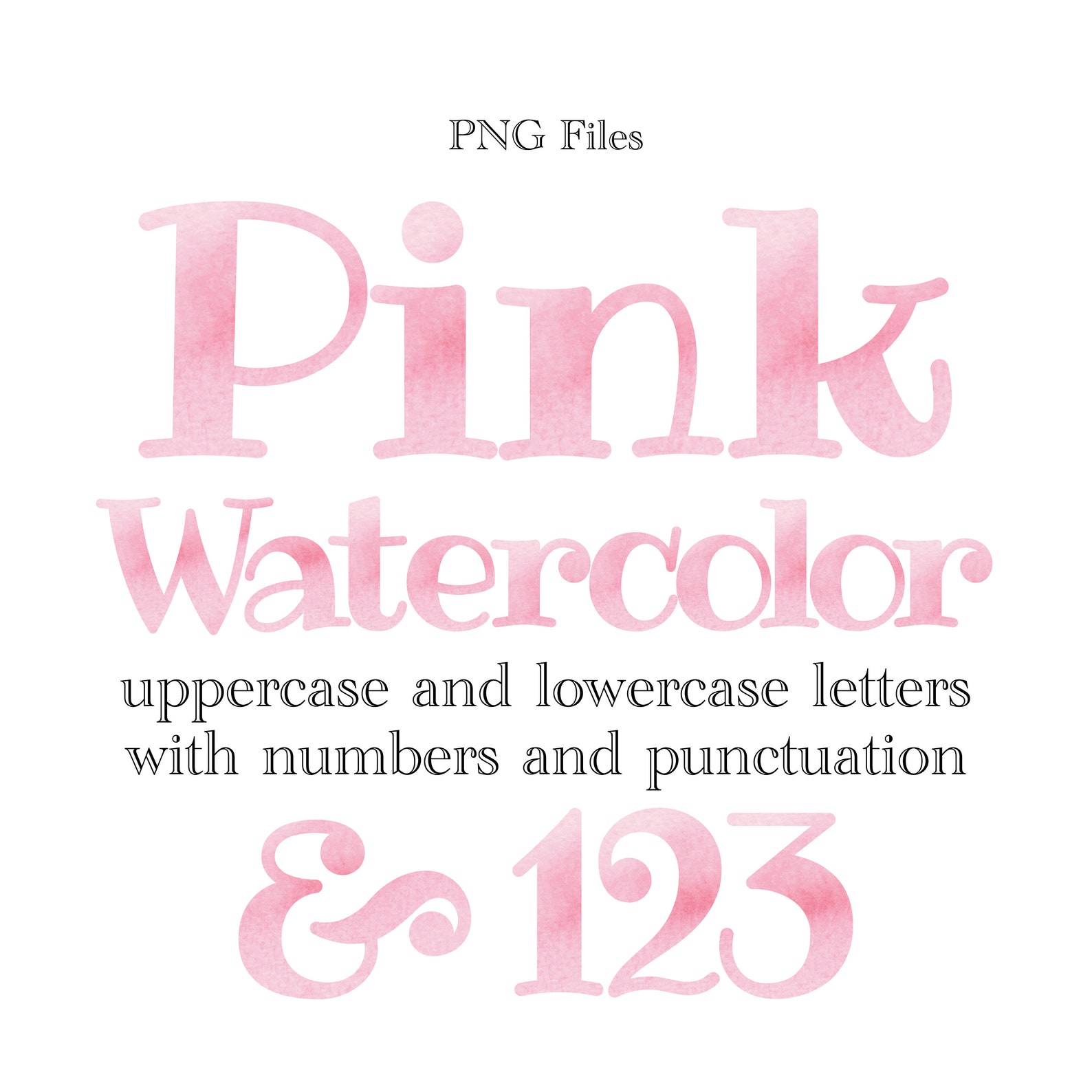 Pink Watercolor Alphabet Letters and Numbers, Wedding Lettering ...
