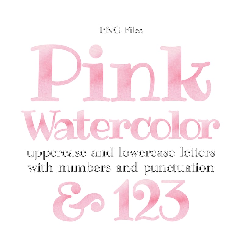 Pink Watercolor Alphabet Letters and Numbers, Wedding Lettering ...