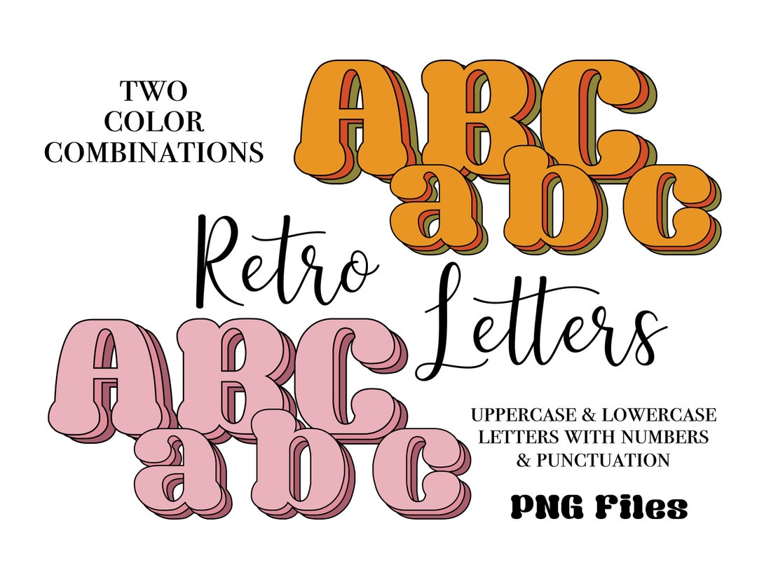 Retro Letters Pink Retro Alphabet Letters Orange Retro - Etsy