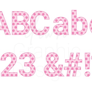 Pink Polka Dot Alphabet Letters, Pink Polka Dot Sublimation Lettering ...