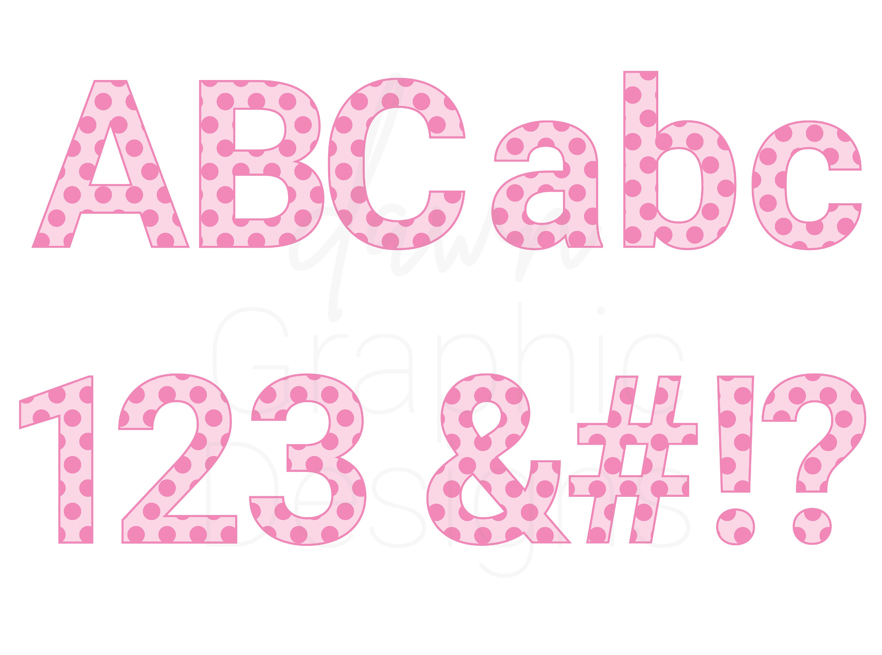 Pink Polka Dot Alphabet Letters, Pink Polka Dot Sublimation Lettering ...