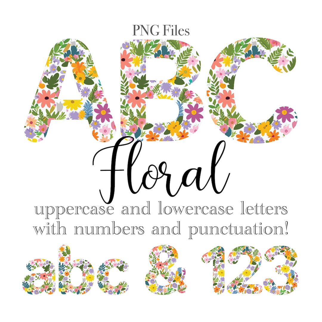 Floral Letters PNG, Floral Alphabet Letters and Numbers, Floral Alpha ...