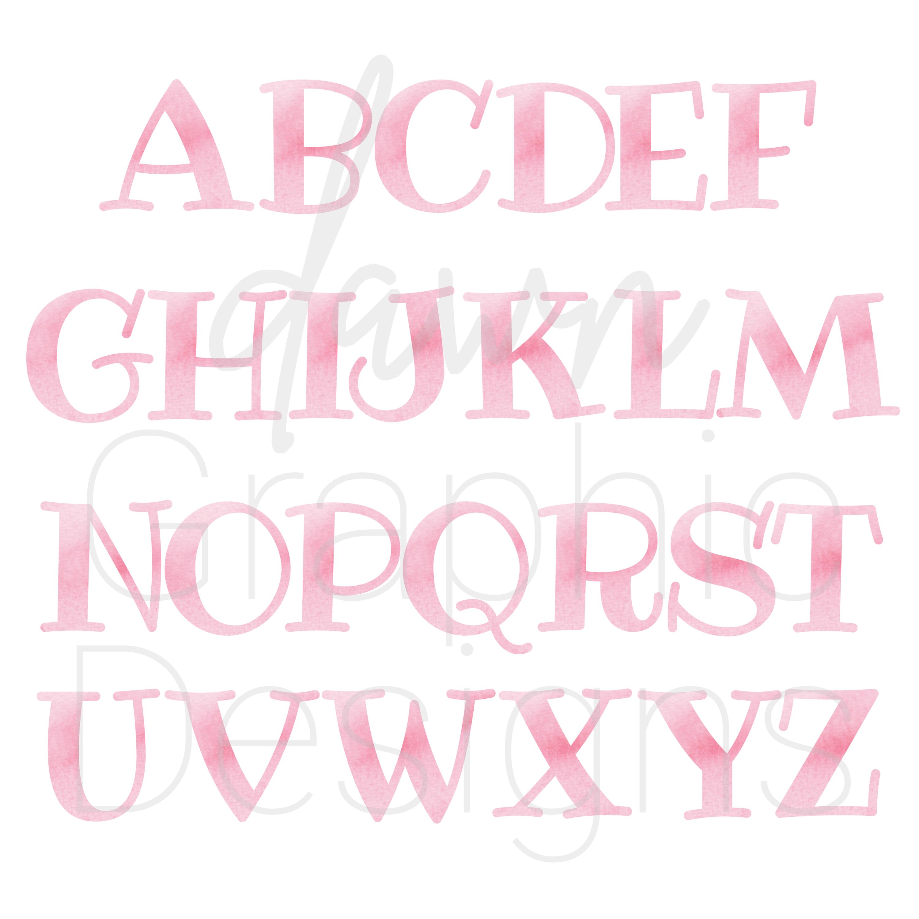 Pink Watercolor Alphabet Letters and Numbers, Wedding Lettering ...