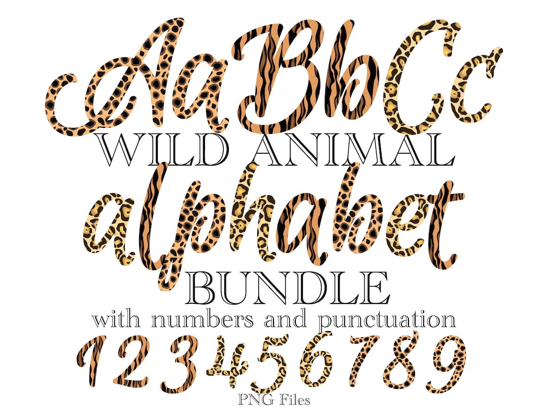 Animal Print Letters Bundle, Cheetah Print Alphabet Lettering, Tiger ...