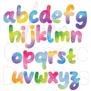 Colorful Watercolor Alphabet Letters and Numbers, Bright Colors Letters ...