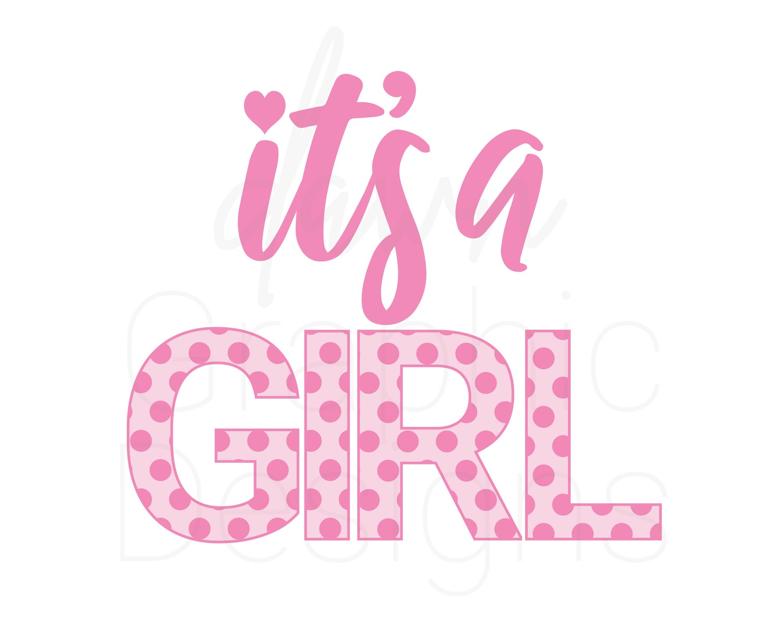 It's A Girl PNG, Gender Reveal, Pink Polka Dot Baby Girl PNG, Baby ...