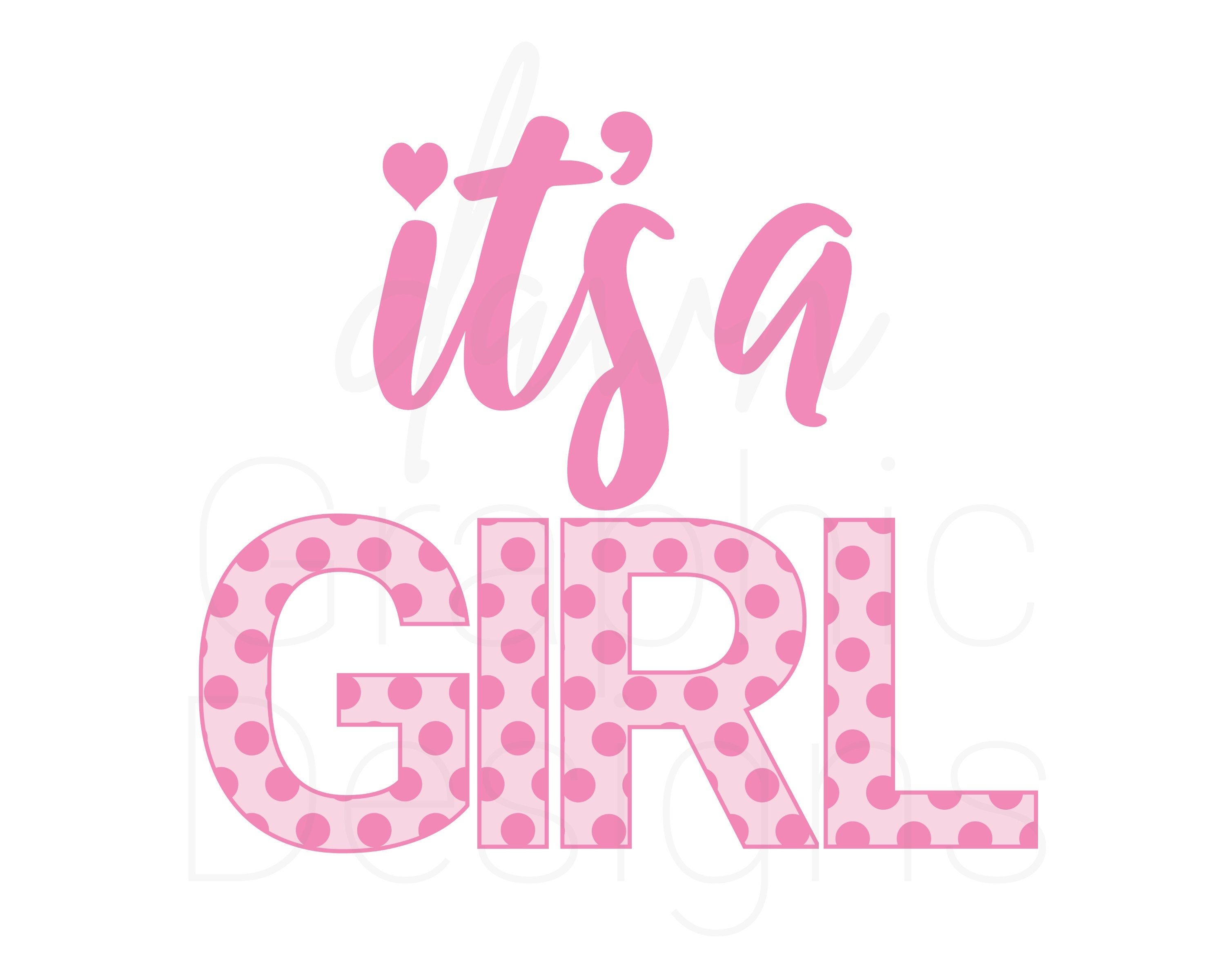 It's A Girl PNG, Gender Reveal, Pink Polka Dot Baby Girl PNG, Baby ...