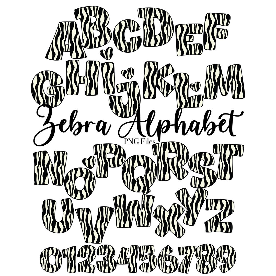 Zebra Print Lettering, Animal Print Alphabet Letters, PNG Letters ...
