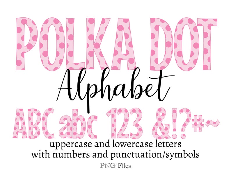 Pink Polka Dot Alphabet Letters, Pink Polka Dot Sublimation Lettering ...