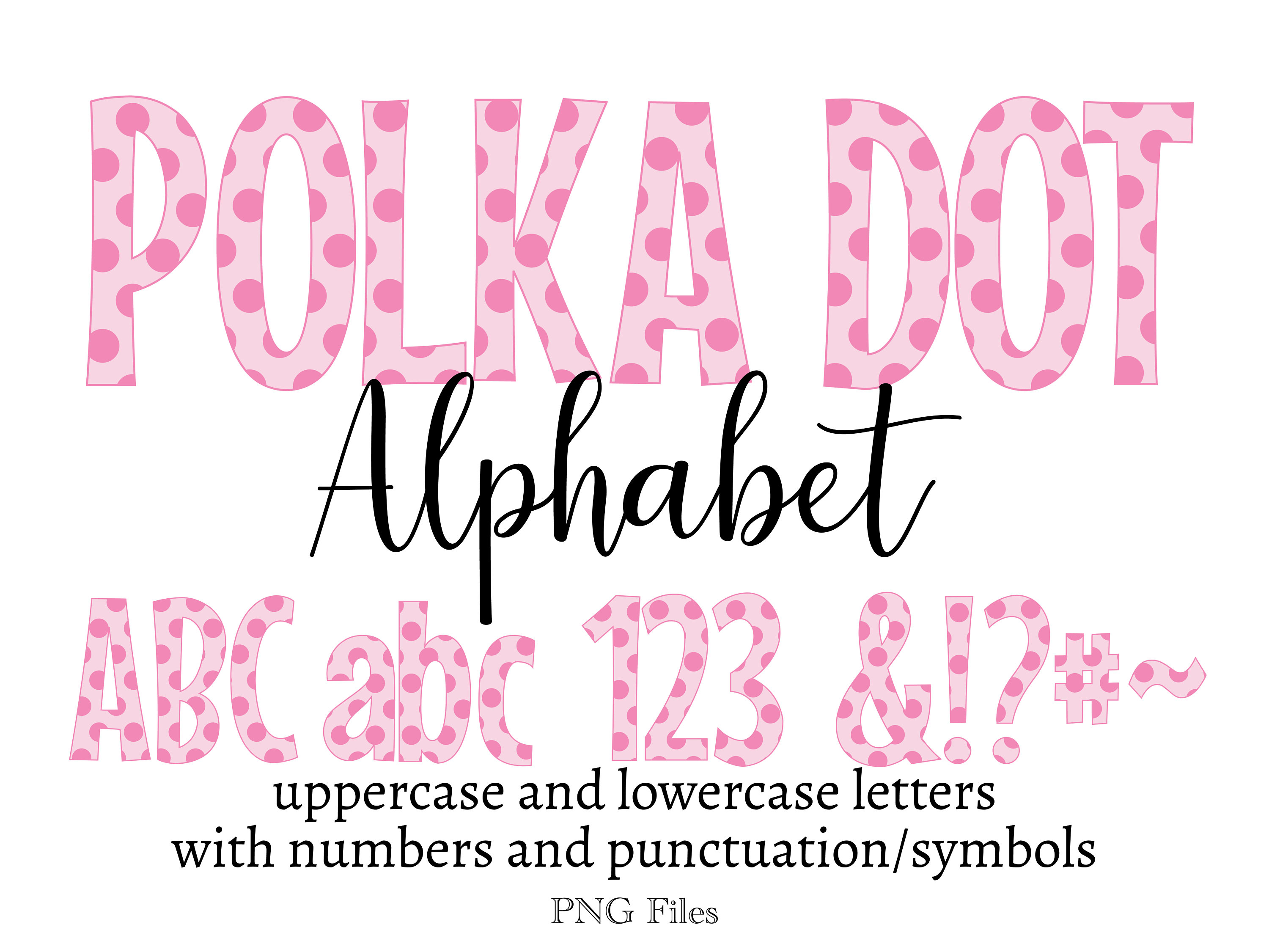 Pink Polka Dot Alphabet Letters, Pink Polka Dot Sublimation Lettering ...