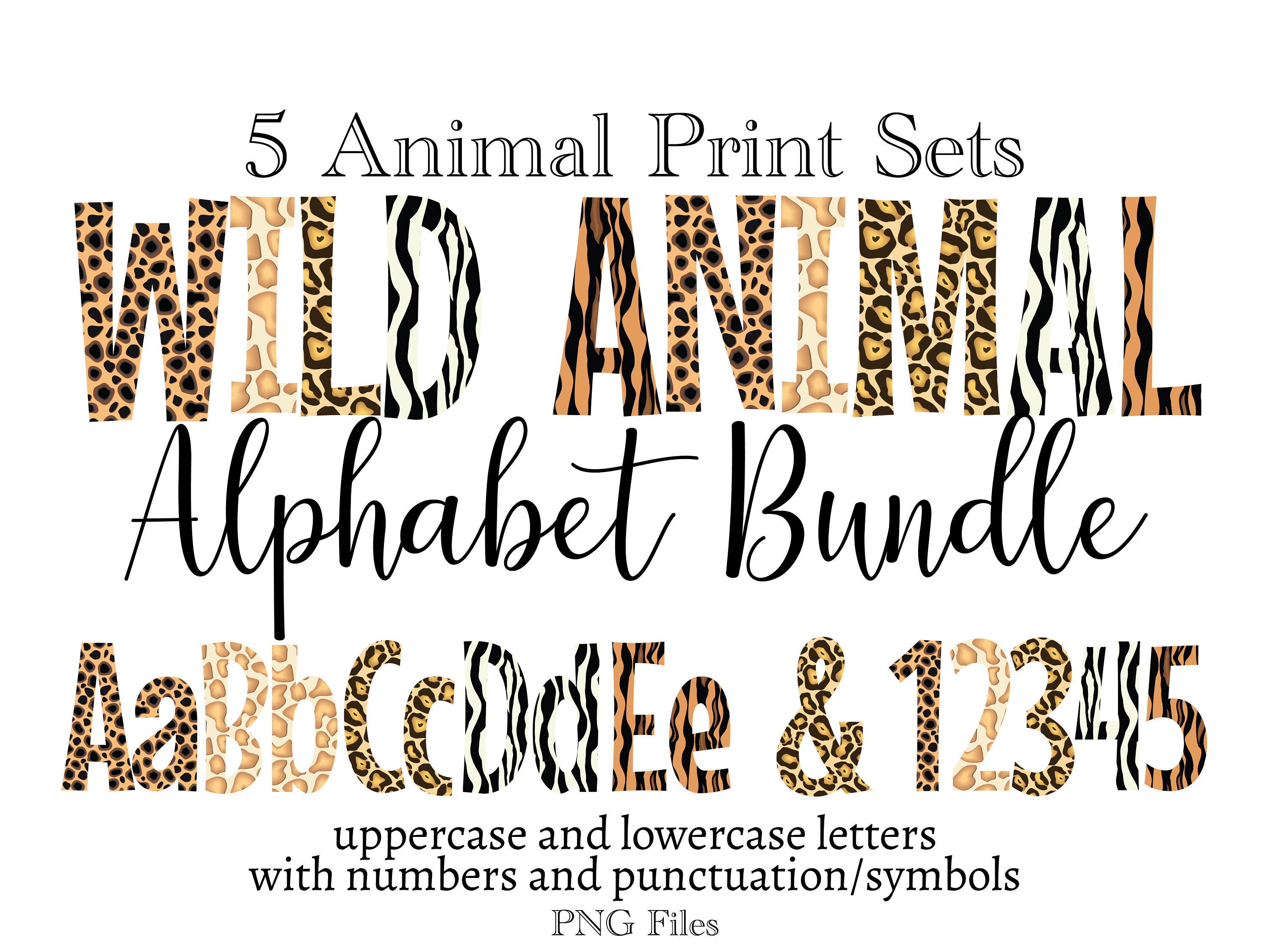 Animal Print Lettering Bundle, Wild Animals Letters Bundle, Sublimation ...