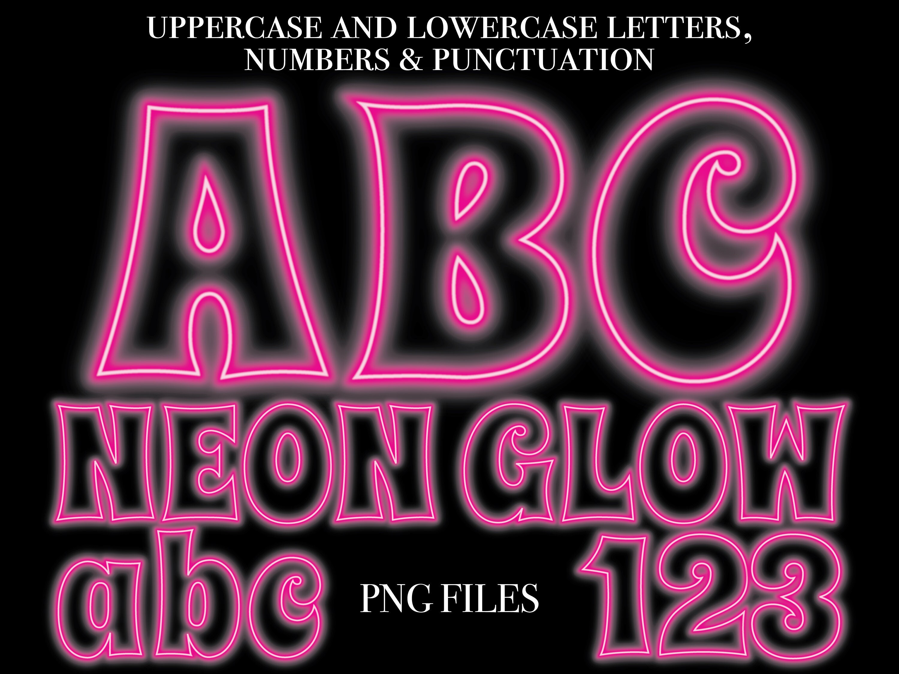 Pink Neon Lights Lettering, Pink Glowing Lights Alphabet Letters, PNG ...